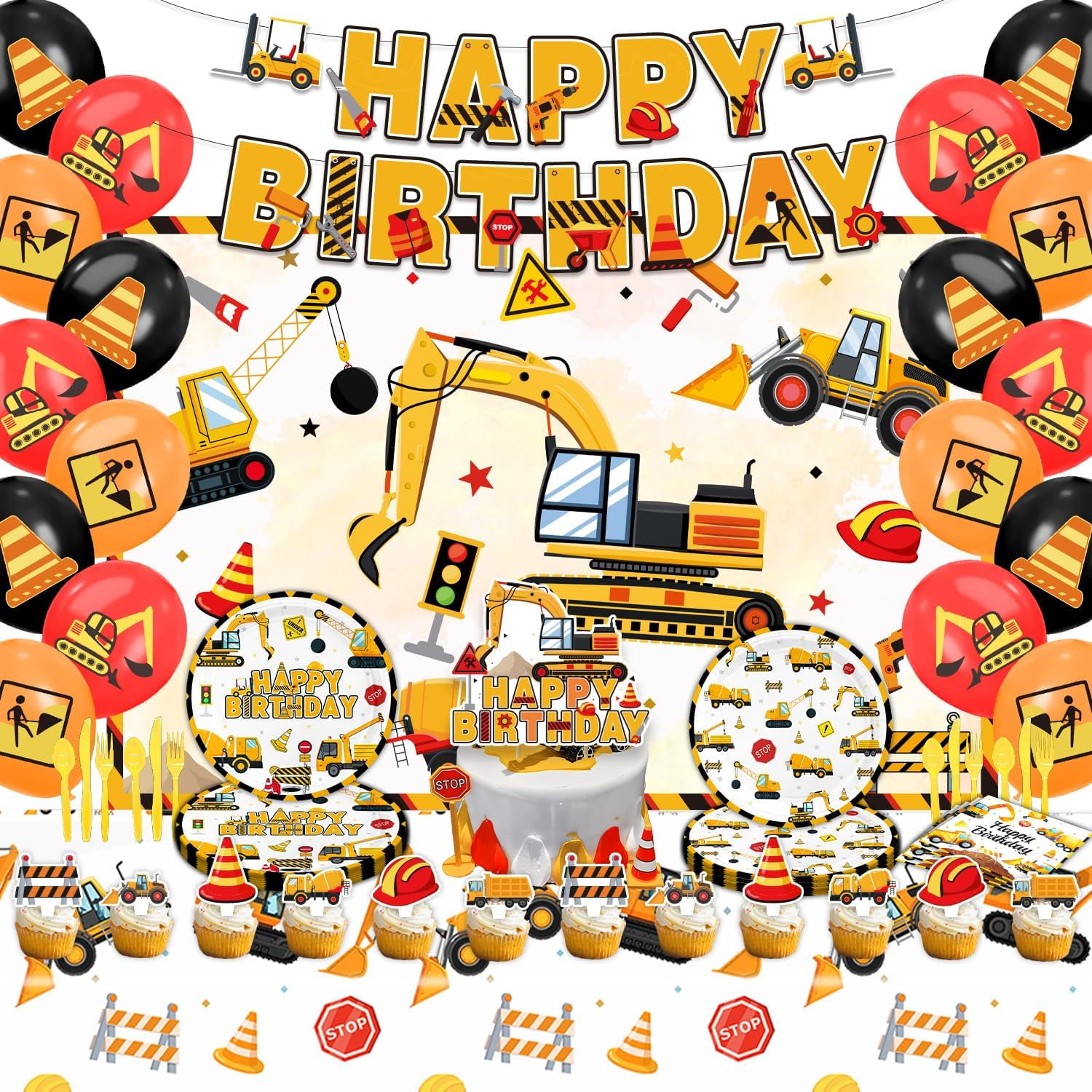 Construction Birthday Decorations，Excavator Party Decorations ...