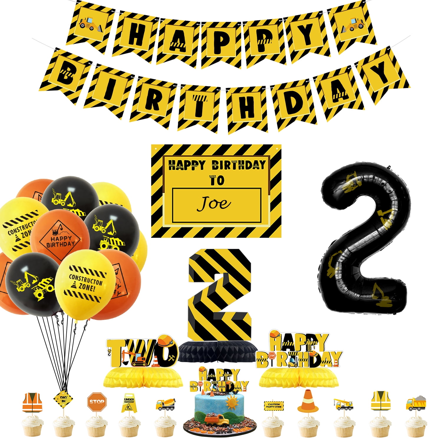 Construction Birthday Party Supplies, 2nd Birthday Decorations for Boys ...