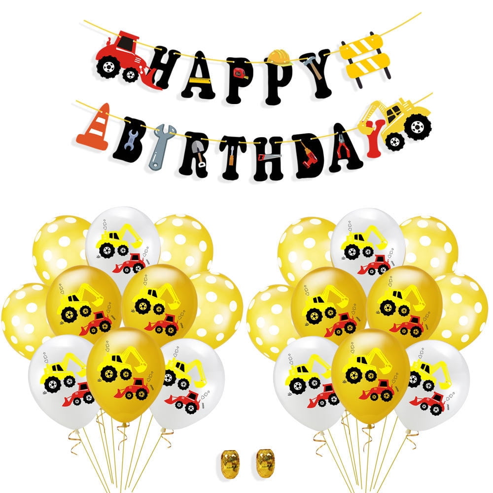 Construction Birthday Party Supplies for Boys - Excavator Theme Party ...