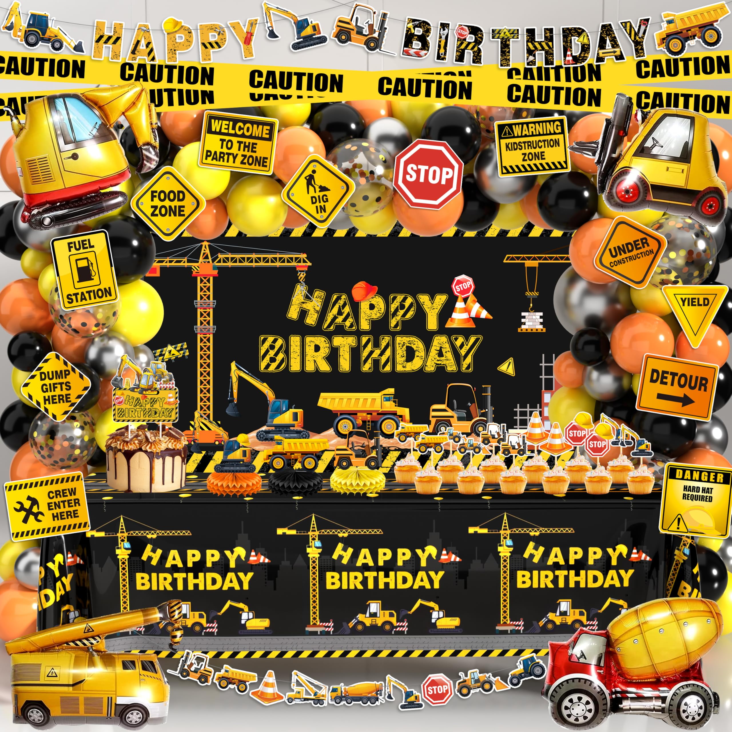 Construction Birthday Party Supplies STF9 Dump Truck Construction Birthday Decorations Include ...