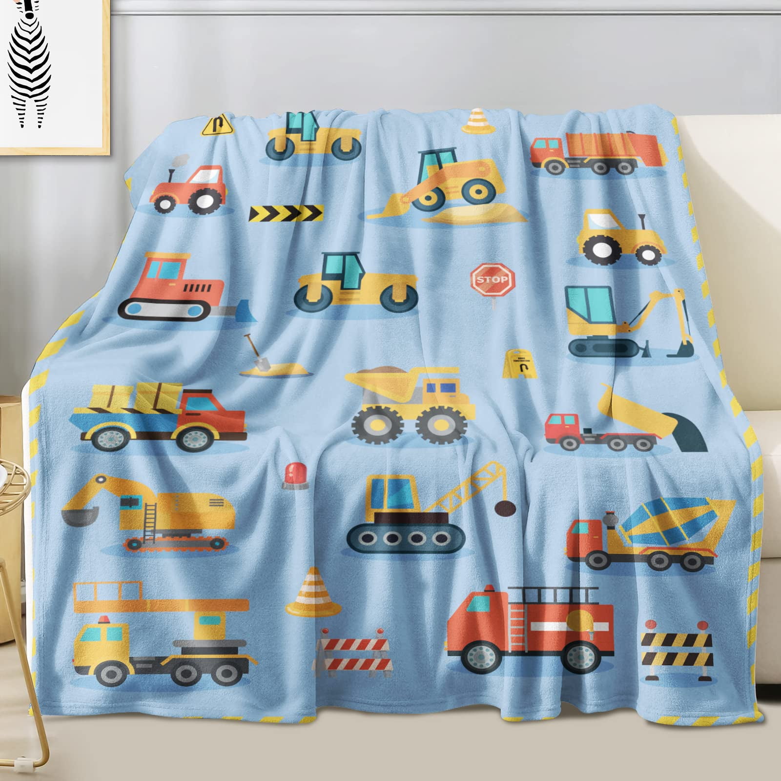 Construction Blanket for Boys Girls Kids Soft Flannel Lightweight ...