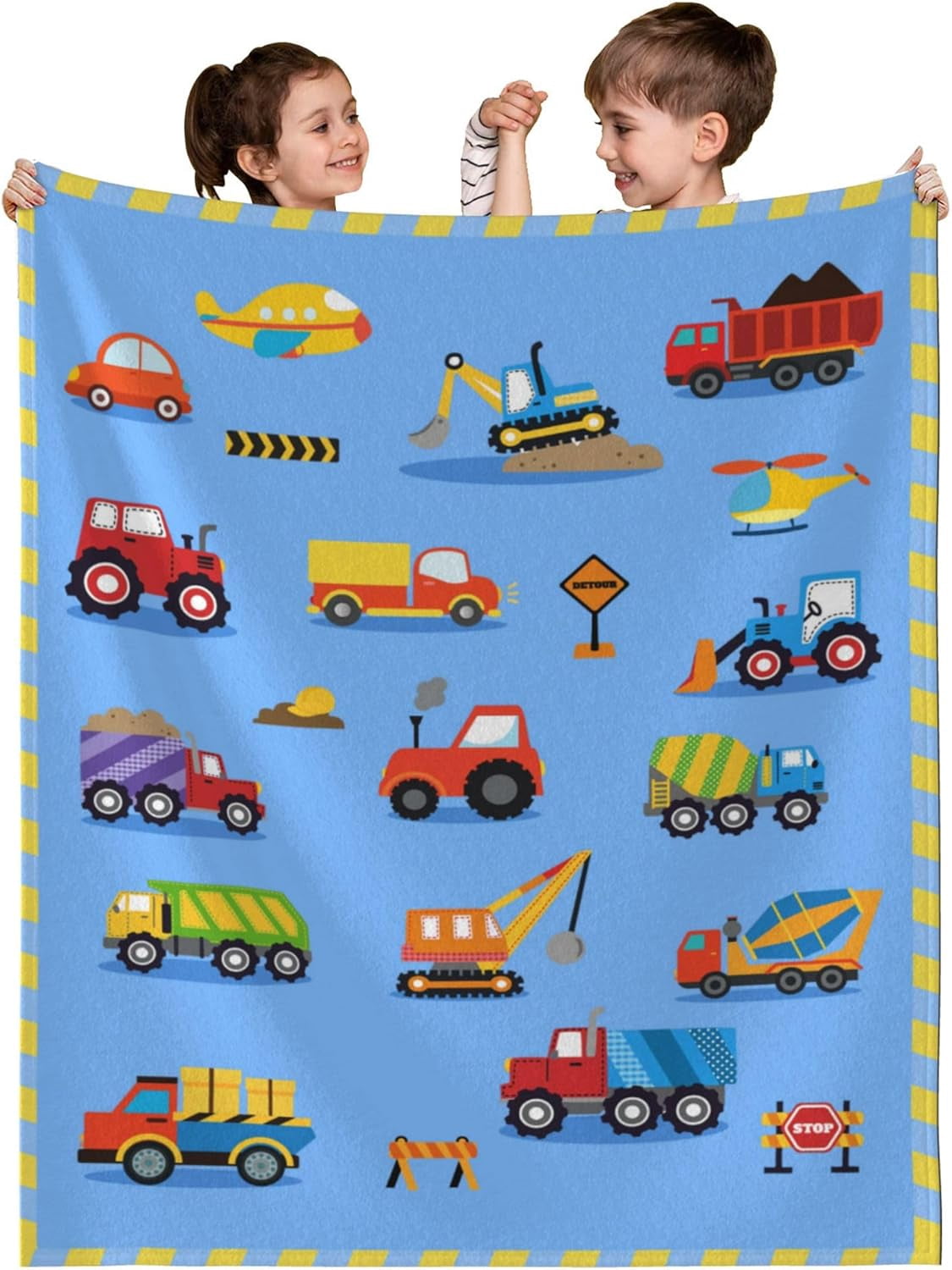 Construction Blanket Kids Throw Blanket, Fleece Toddler Blanket for ...