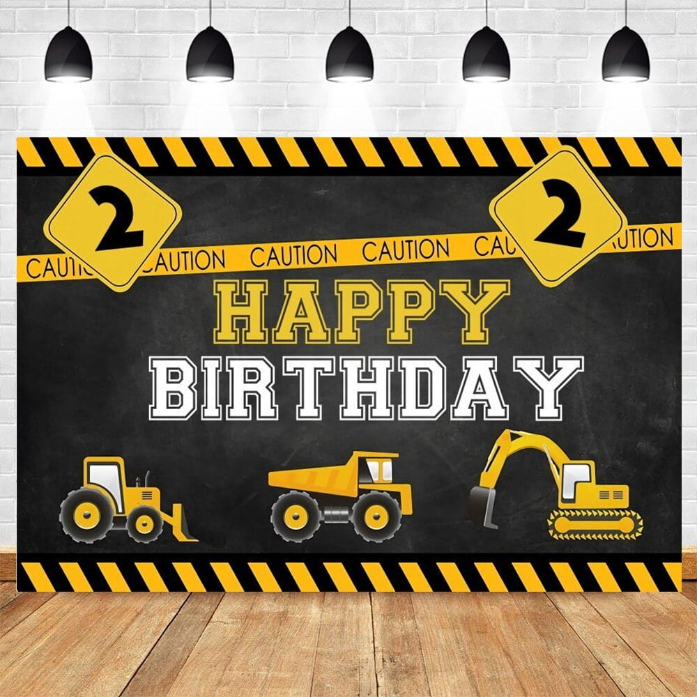 Construction Builder Team Baby Birthday Party Backdrop Excavator Crane ...
