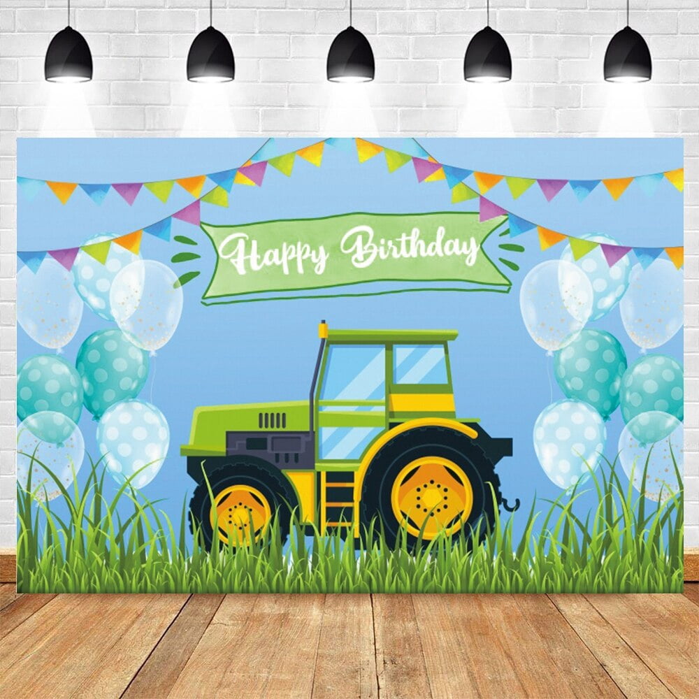 Construction Builder Team Baby Birthday Party Backdrop Excavator Crane ...