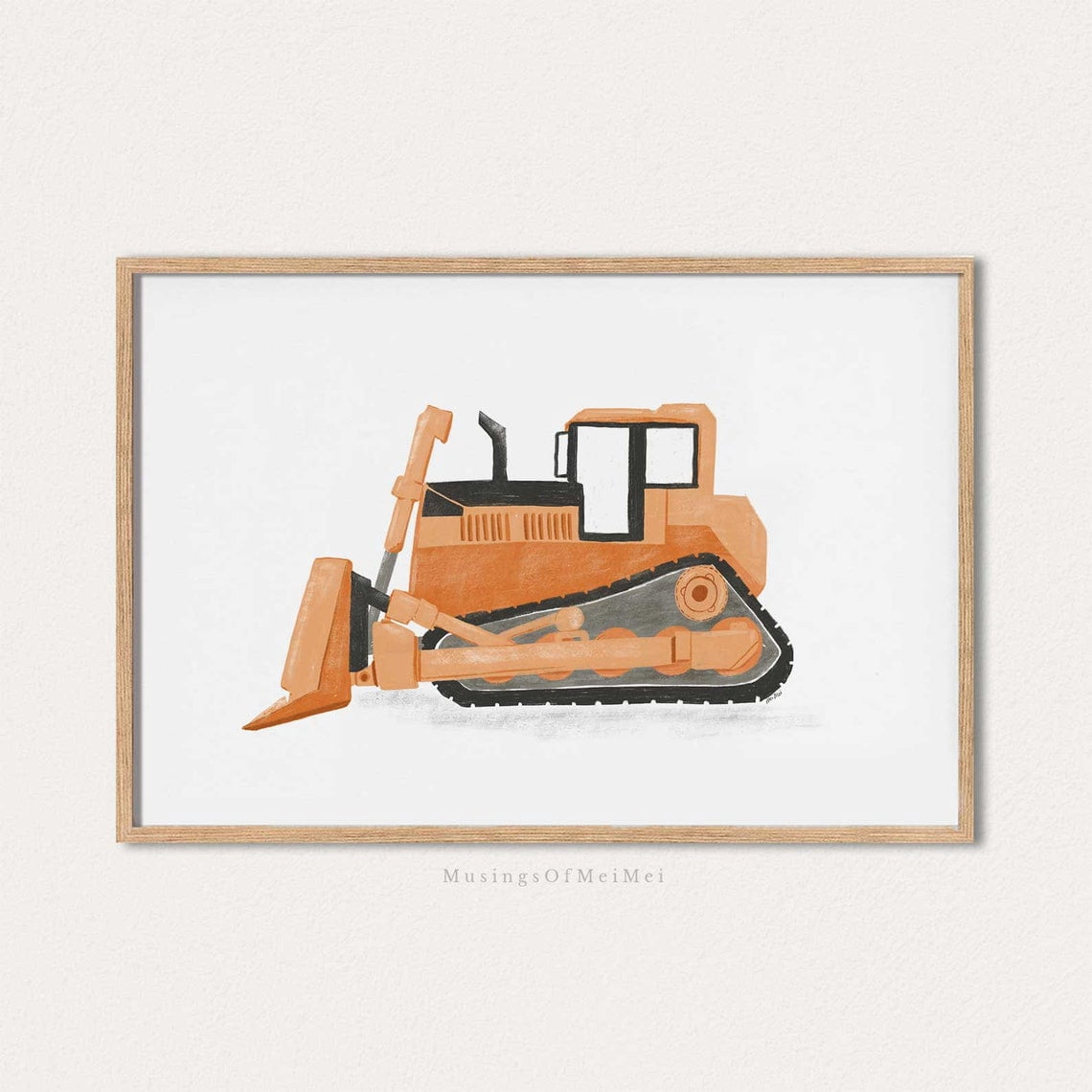 Construction Bulldozer Wall Art Nursery Room Decor Orange Vehicle ...