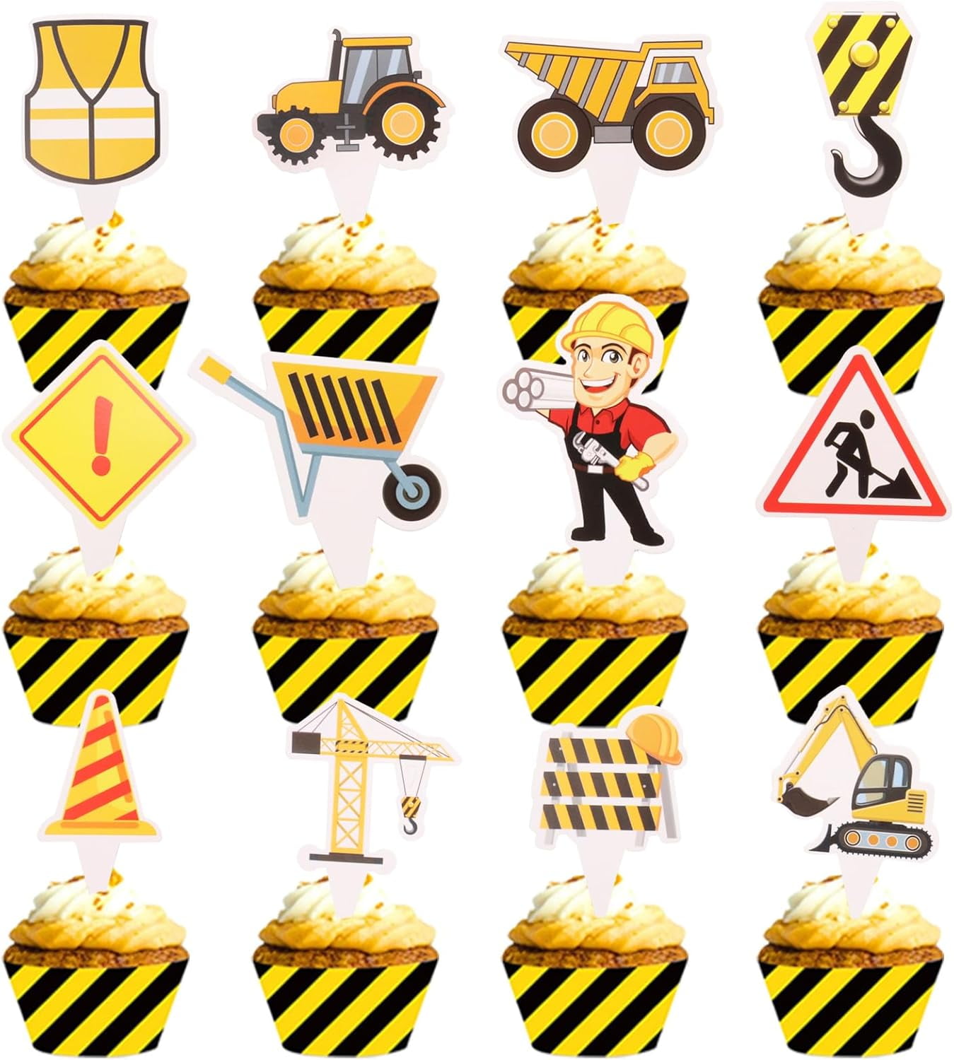 Construction Cake Toppers Vehicles Cake Decoration Set Excavator Tower ...