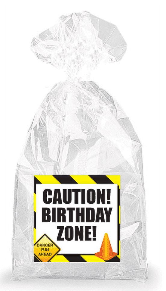 Construction Colored Caution! Birthday Zone! Party Favor Bags with Ties ...