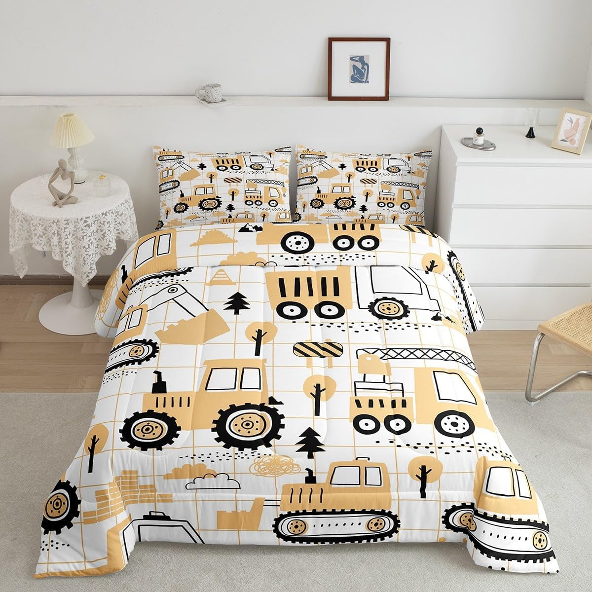 Construction Comforter Set for Kids Boys Equipment Trucks Comforter ...