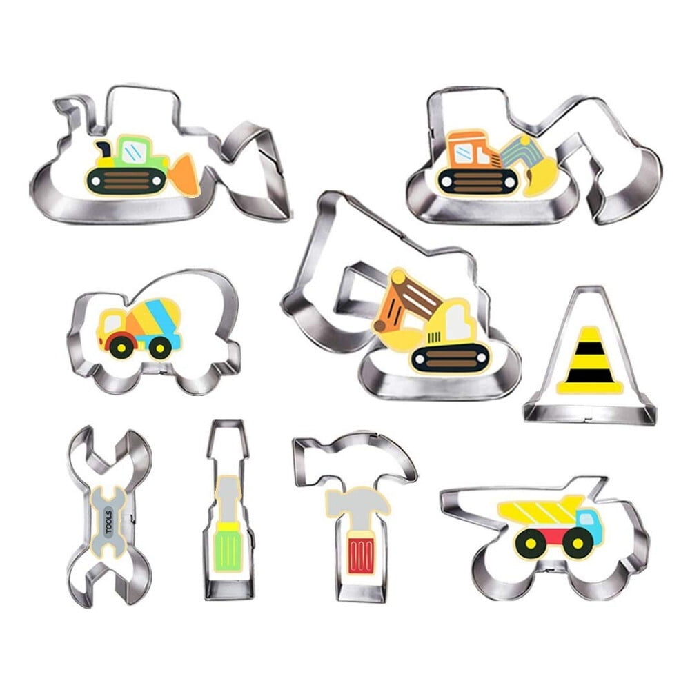 Construction Cookie Cutter Set-9 Pcs Excavator Digger Bulldozer Dump ...