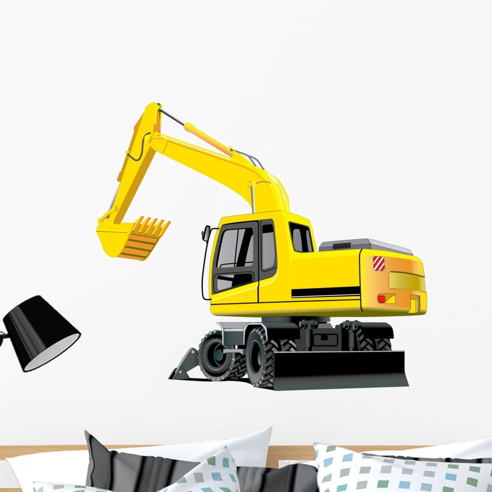 Construction Crane Bulldozer Wall Decal Sticker, Wallmonkeys Peel ...