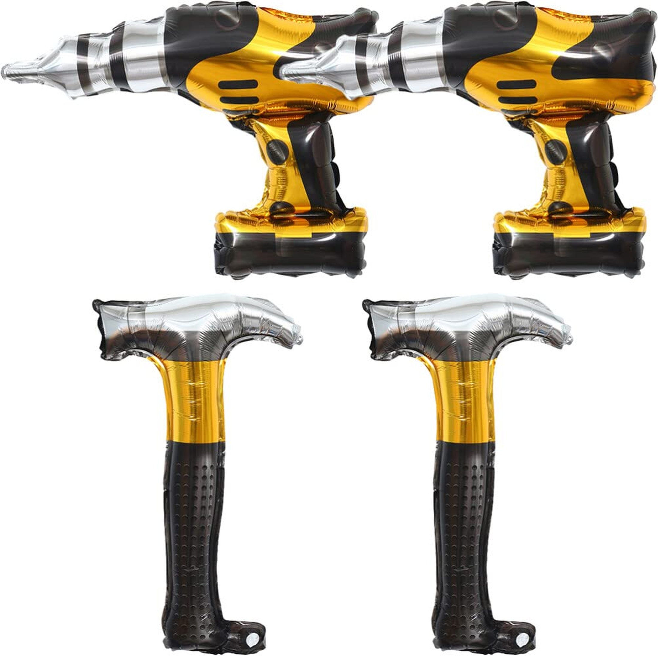 Construction Crew Balloons - Set of 4 Hammer & Drill Shaped Balloons ...