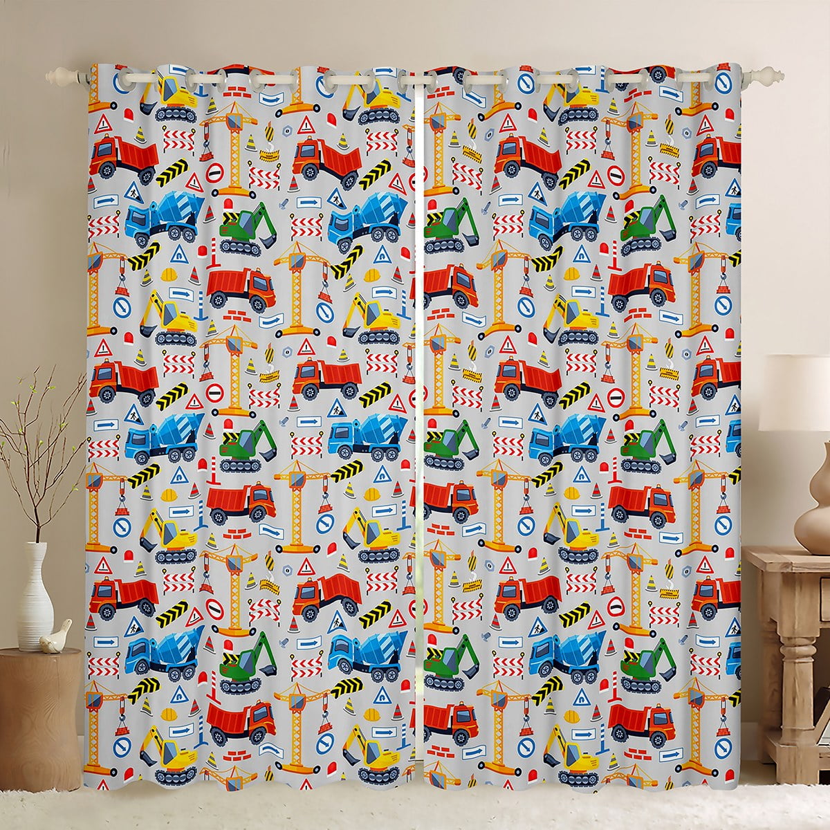 Construction Curtains, Excavator Machinery Trucks Blackout Curtains ...