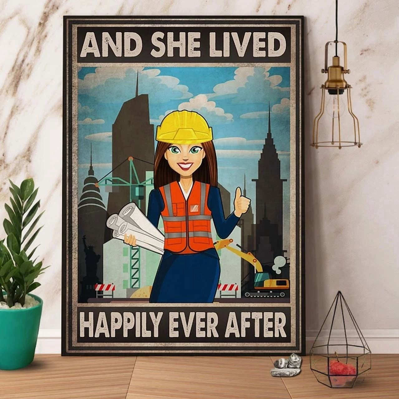 Construction Engineer Woman She Lived Happily Ever After Blue Sky ...