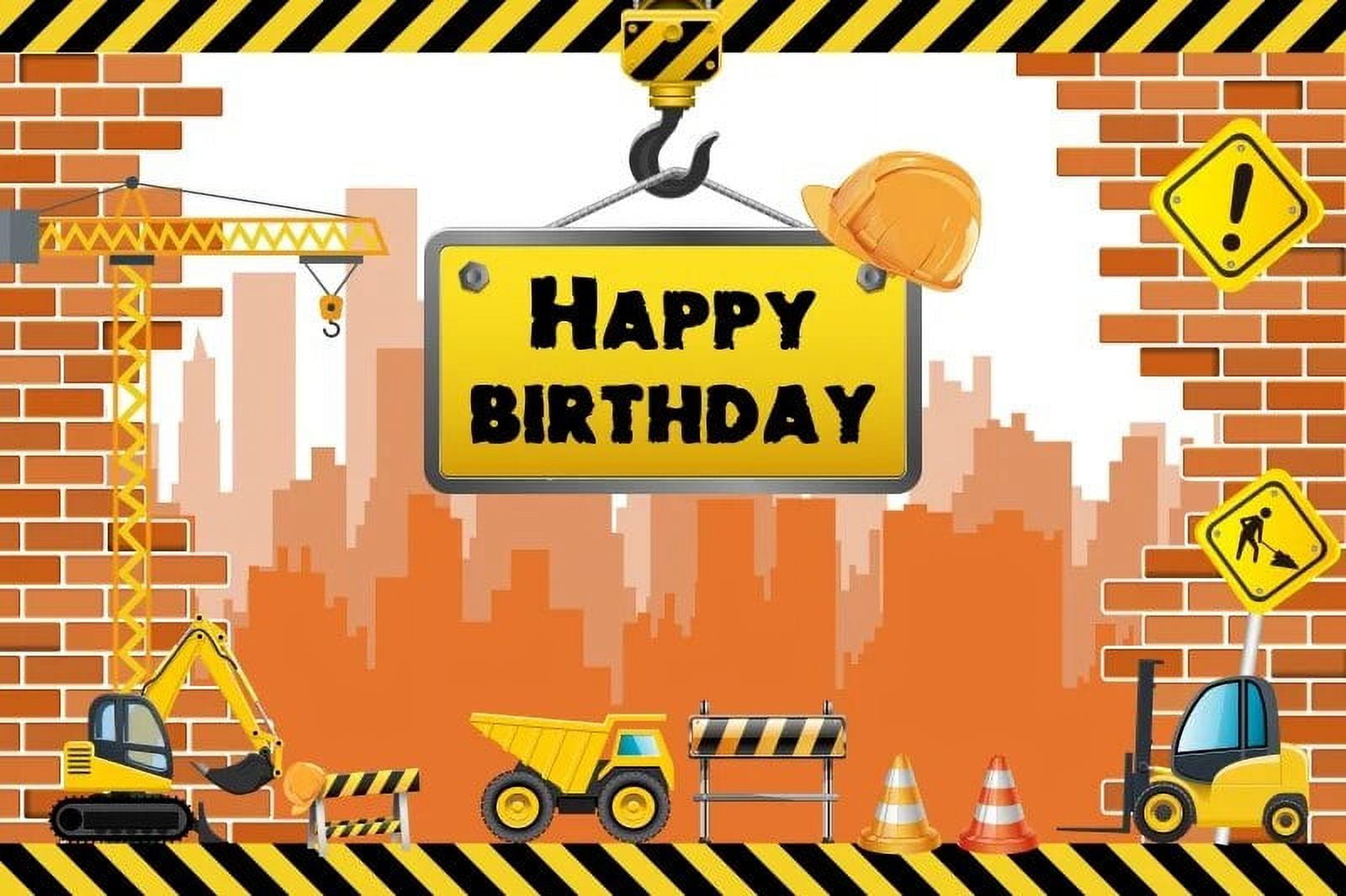Construction Engineering Car Theme Birthday Background Balloons Flags ...
