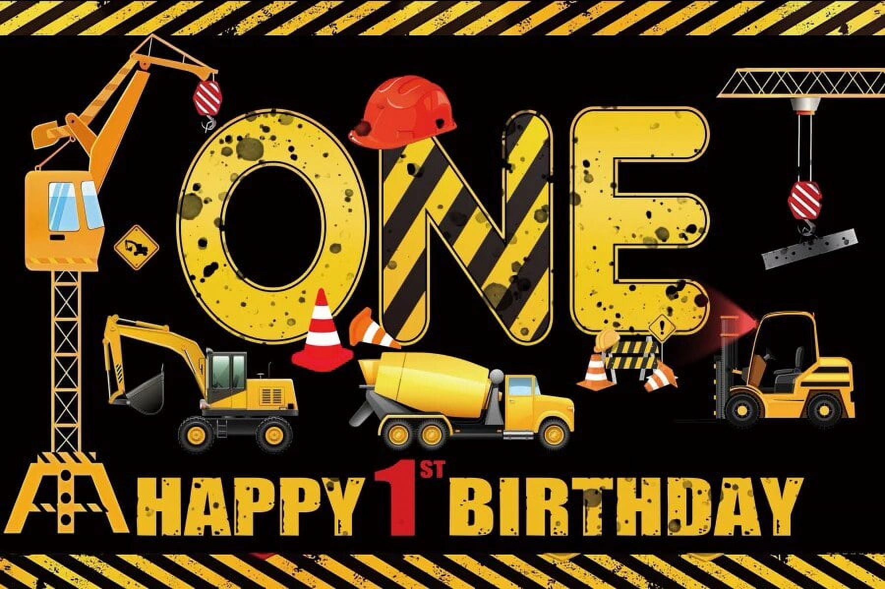 Construction Engineering Car Theme Birthday Background Balloons Flags ...