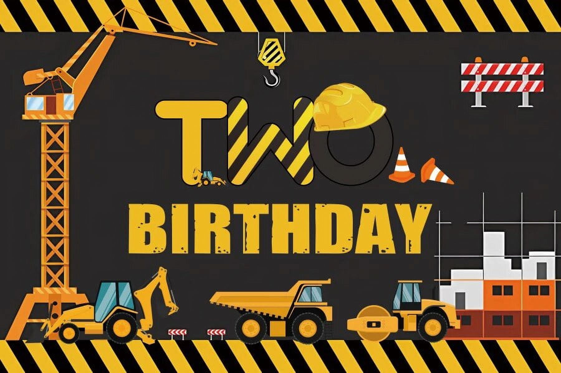 Construction Engineering Car Theme Birthday Background Balloons Flags ...