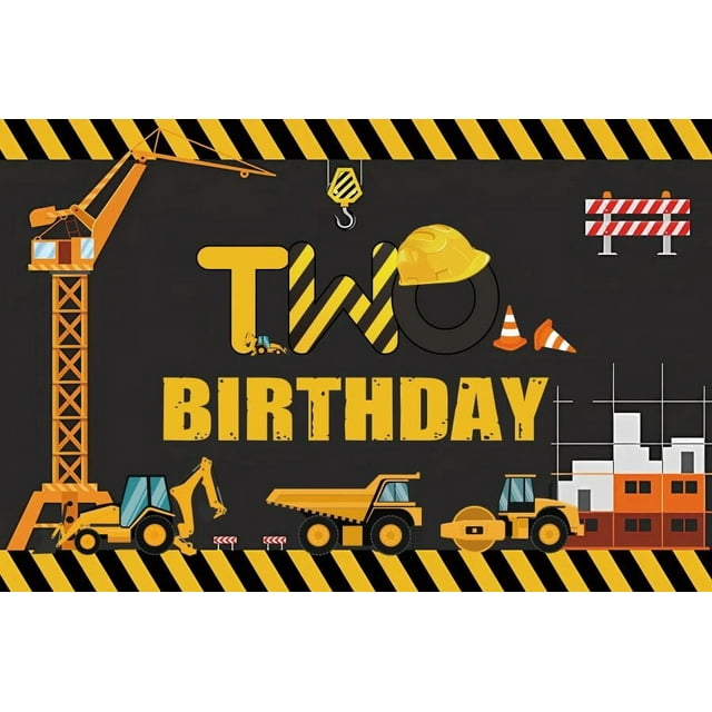 Construction Engineering Car Theme Birthday Background Balloons Flags ...