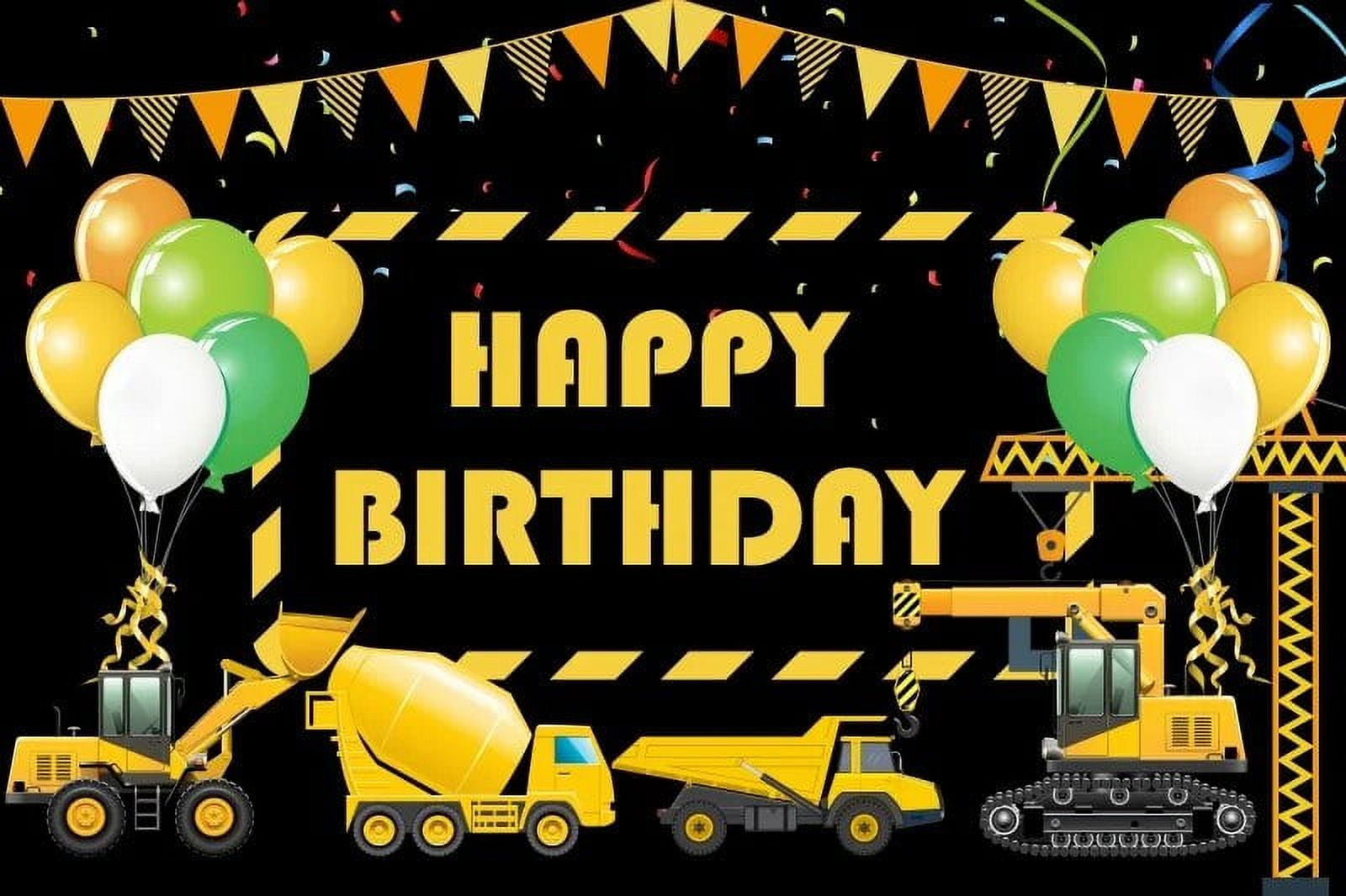 Construction Engineering Car Theme Birthday Background Balloons Flags ...