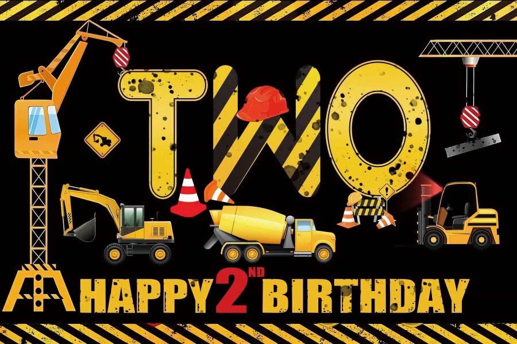 Construction Engineering Car Theme Birthday Background Balloons Flags ...