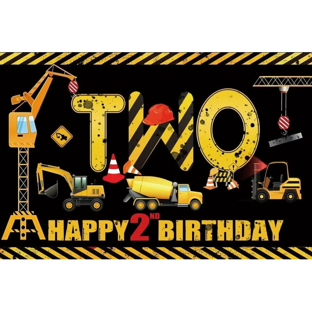 Construction Engineering Car Theme Birthday Background Balloons Flags ...