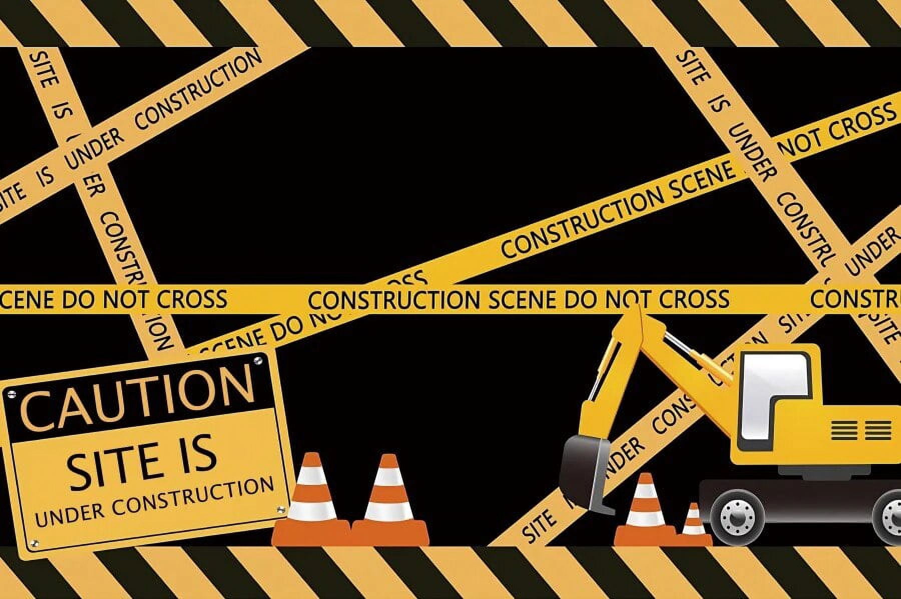 Construction Engineering Car Theme Birthday Background Balloons Flags ...