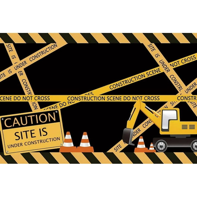 Construction Engineering Car Theme Birthday Background Balloons Flags ...