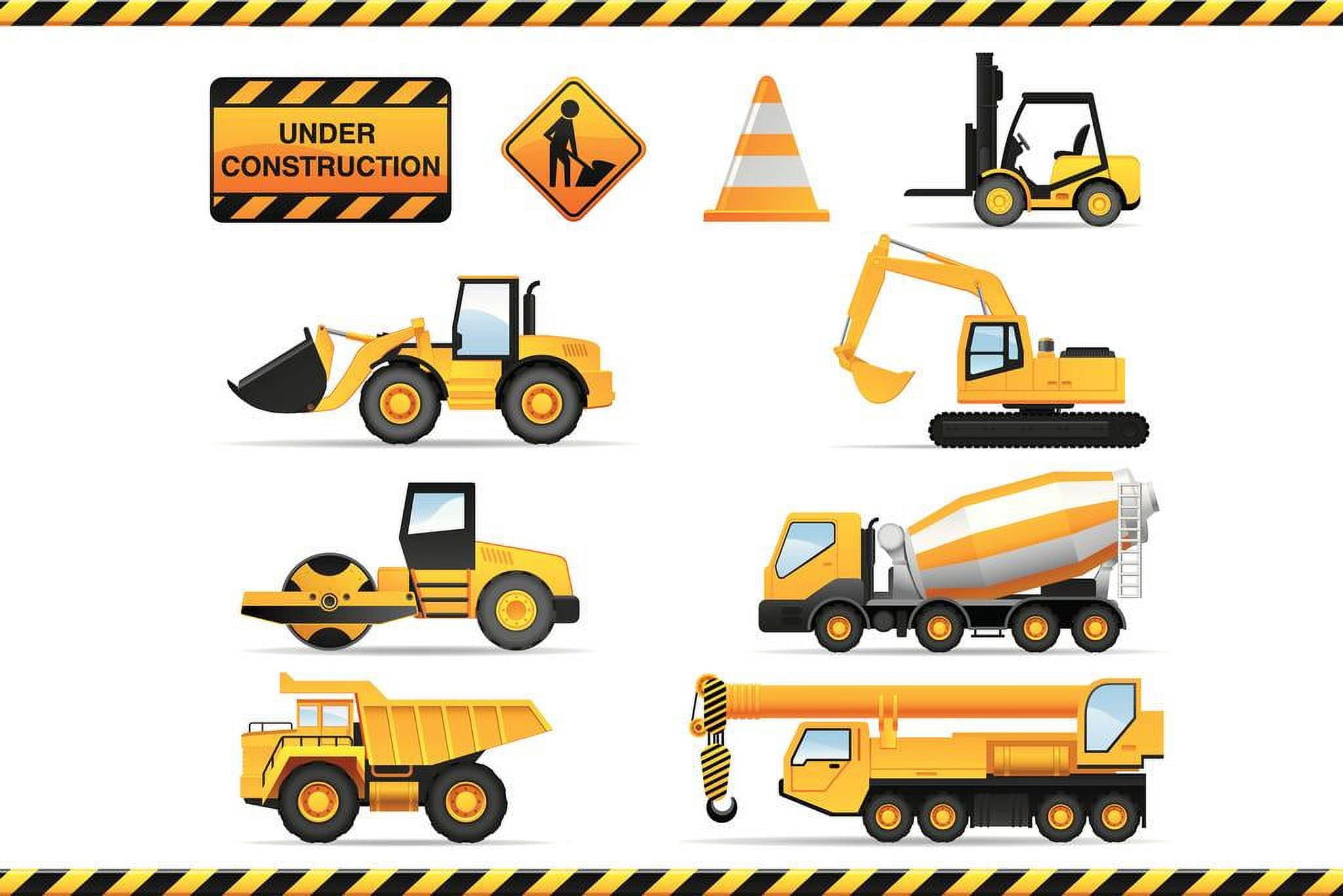 Construction Equipment Dump Truck Crane Images Set Cool Wall Art Print ...