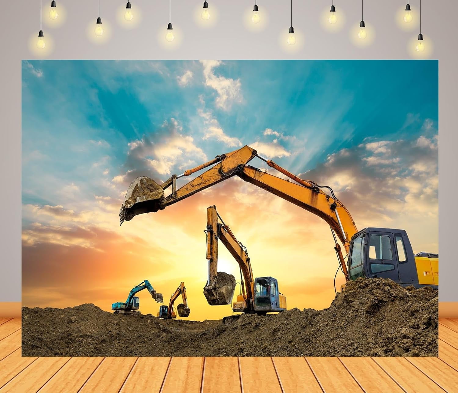 Construction Excavators Photography Backdrop Digger Excavators Crane ...