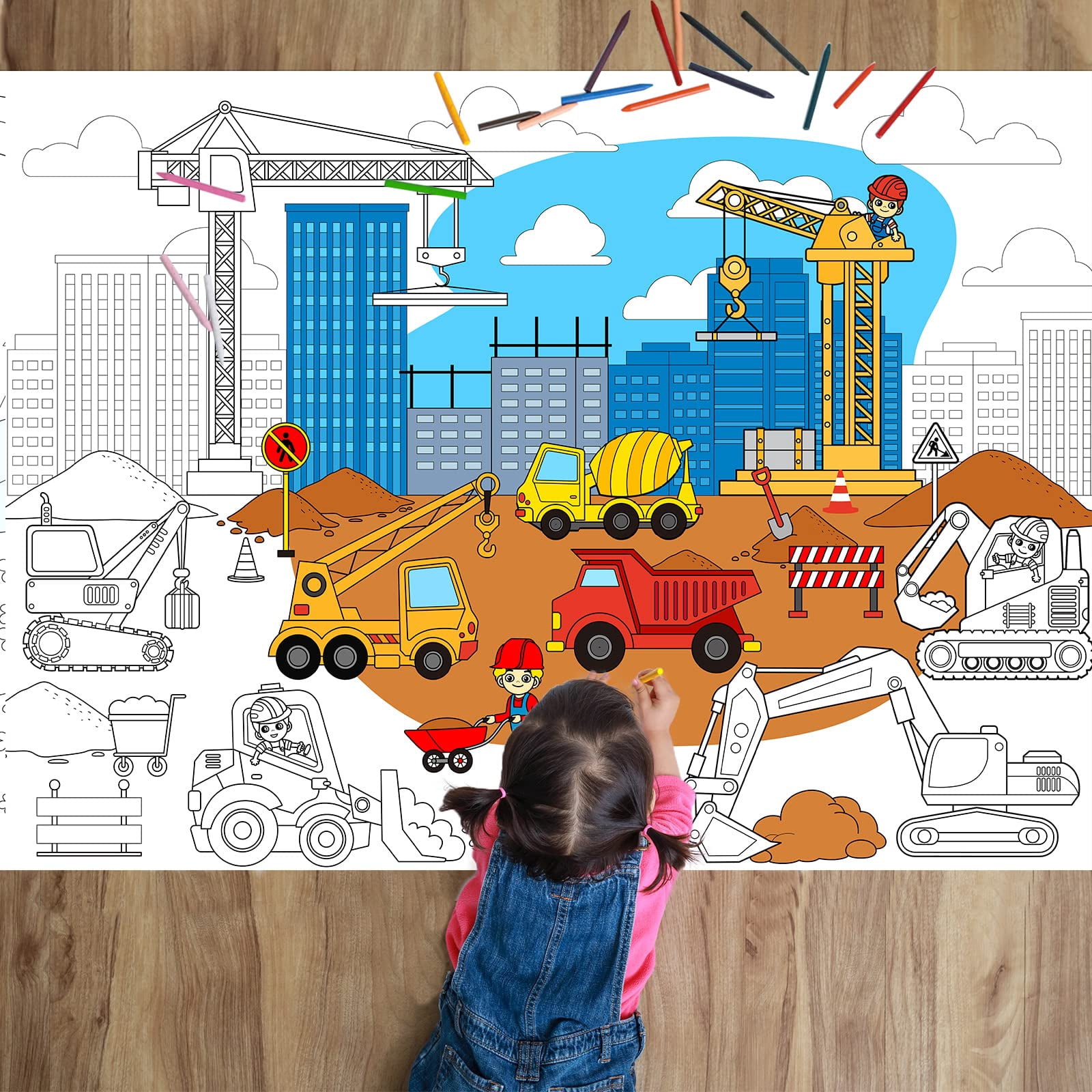 Construction Giant Coloring Poster for Kids AIS1 Large Coloring ...