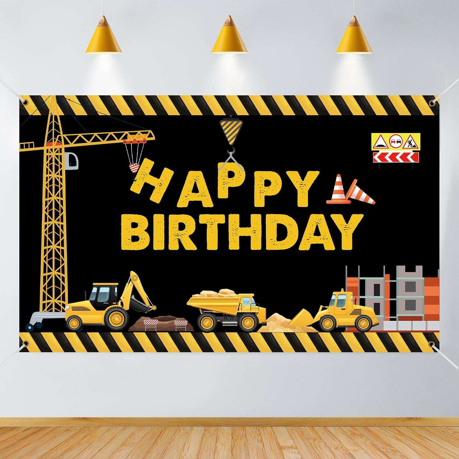 Construction Happy Birthday Backdrop Banner for Kids Dump Truck ...