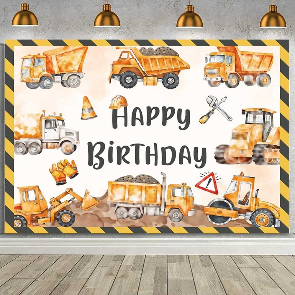 Construction Happy Birthday Backdrop for Boys Construction Theme Happy ...