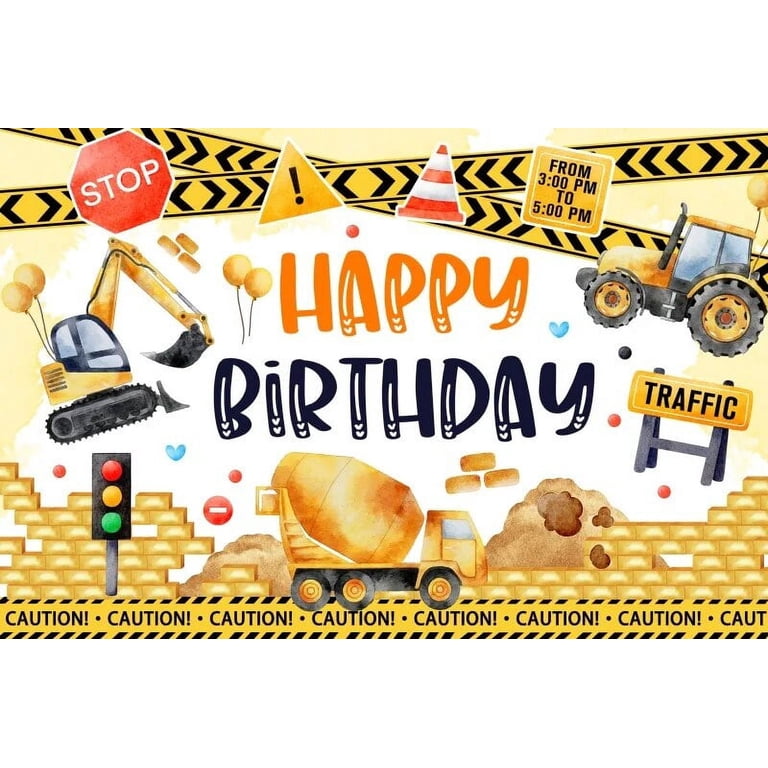 Happy Birthday Construction Truck Cartoon 18 Inch Qualatex Birthday