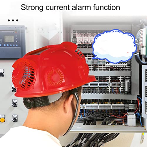 Construction Hard Hat with Red 6 Fans Solar Power Double Air ...