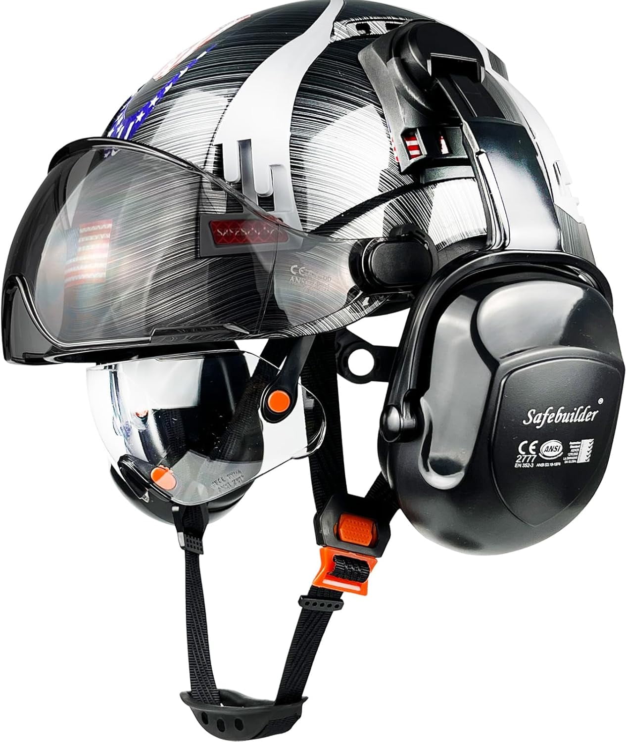 Construction Hard Hats with Visor and Ear Muffs for Safety Helmet Head ...