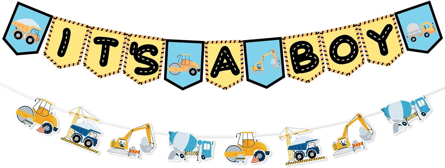 Construction It's a Boy Banner Under Construction Baby Shower ...