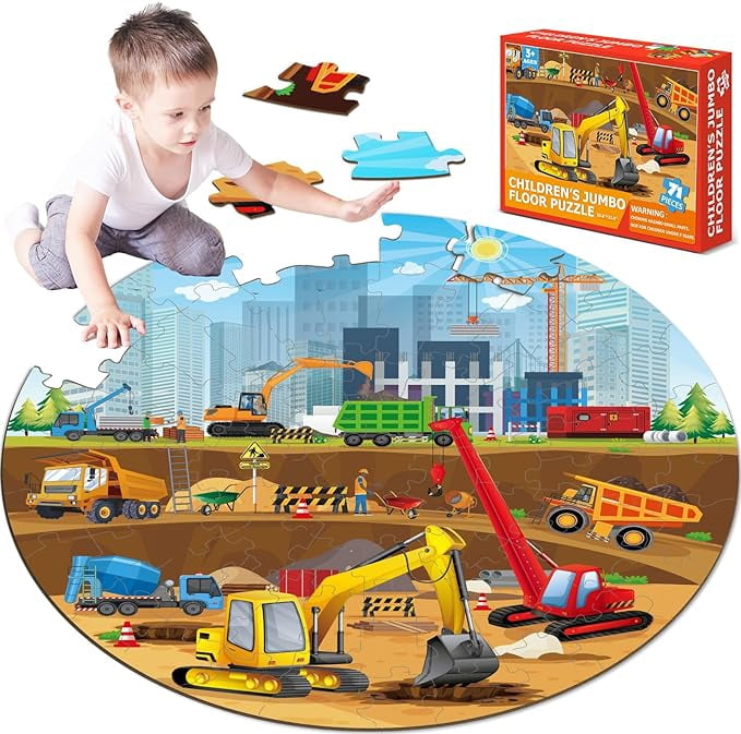 Construction Jumbo Floor Puzzle for Kids 71Pcs Construction Vehicle ...