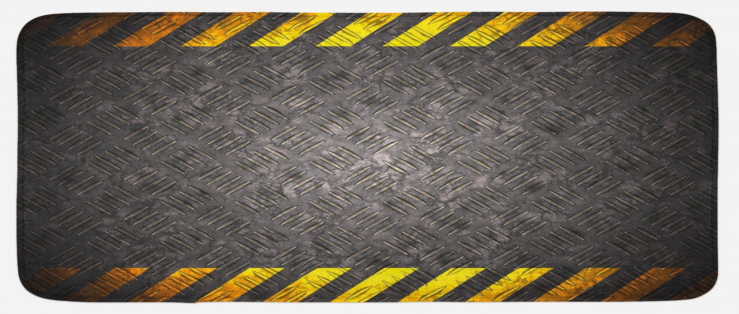 Construction Kitchen Mat, Abstract Background with Caution Tape ...