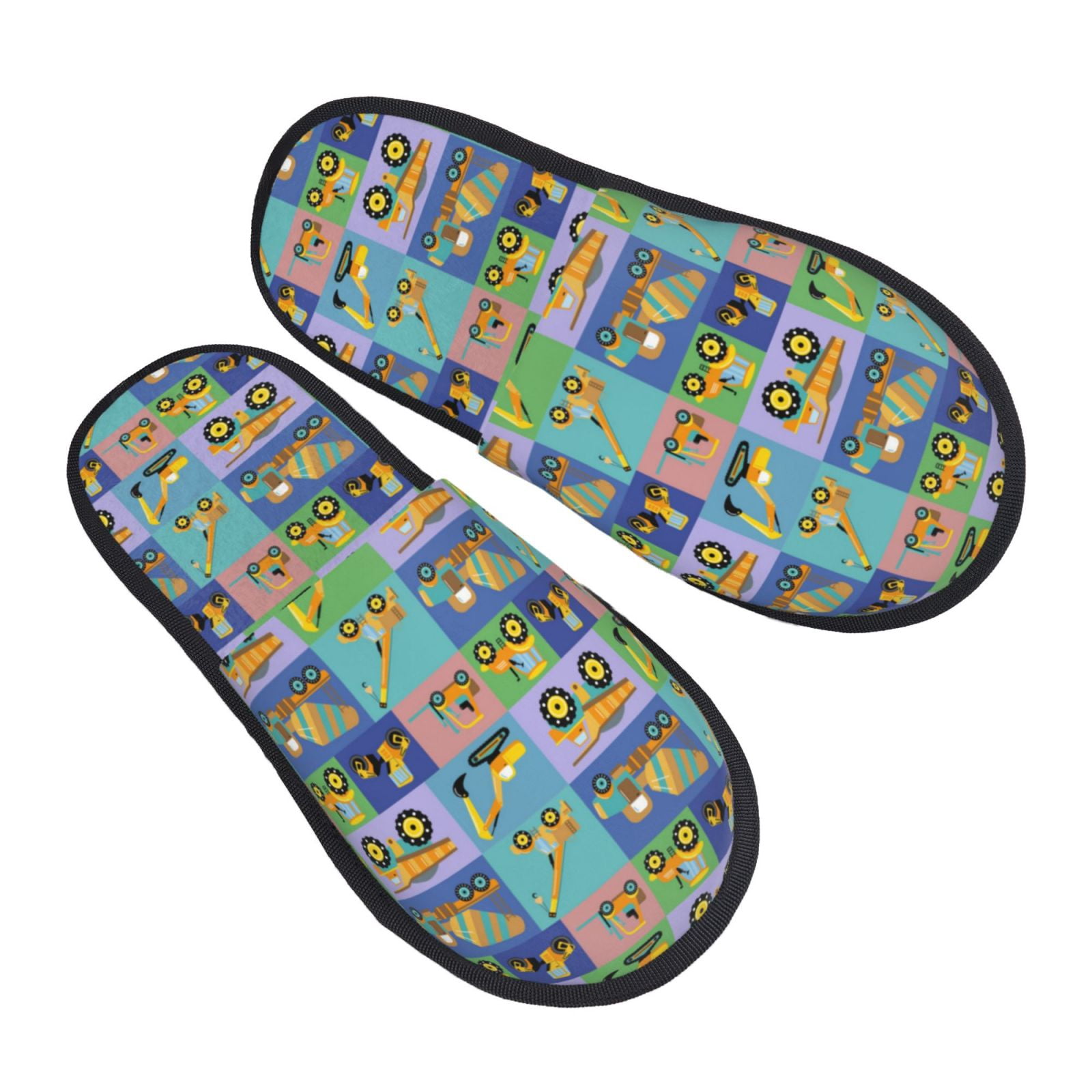 Construction Machinery House Slippers for Women Indoor, Fuzzy Warm ...