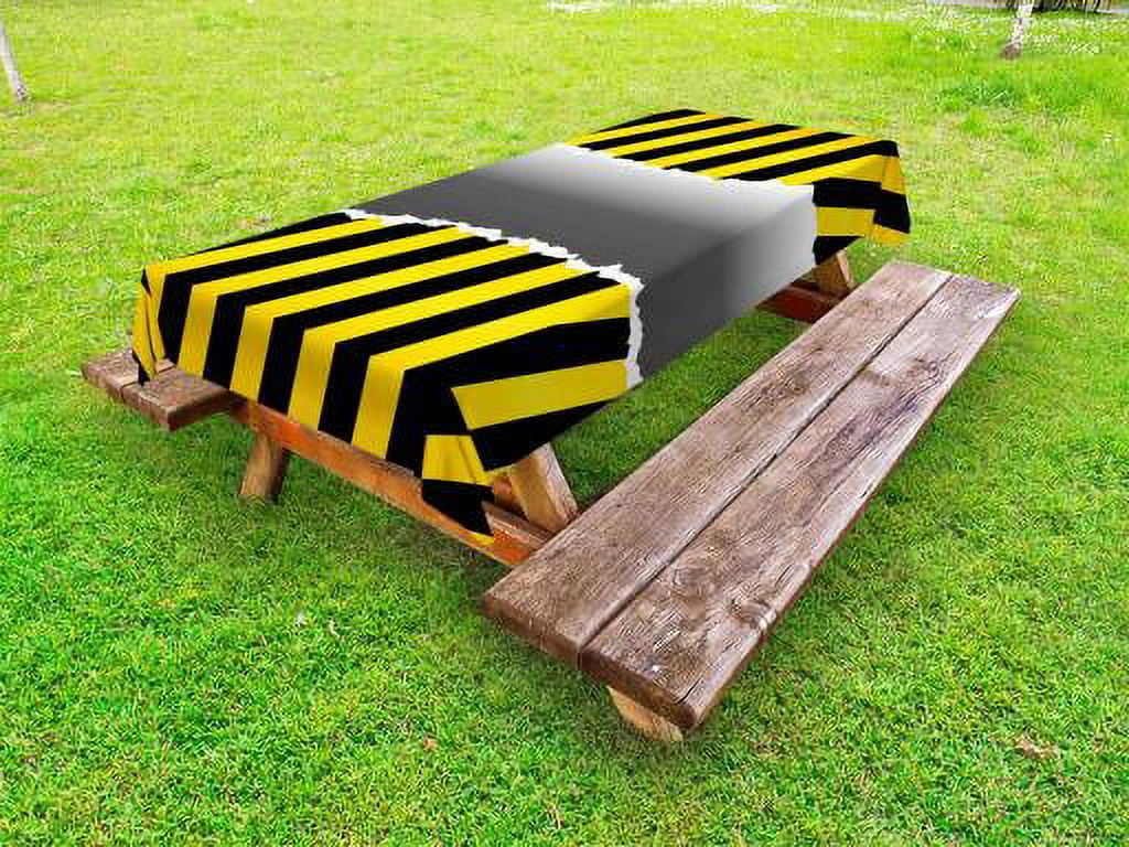 Construction Outdoor Tablecloth, Ripped Sign Working Site Danger Hazard ...