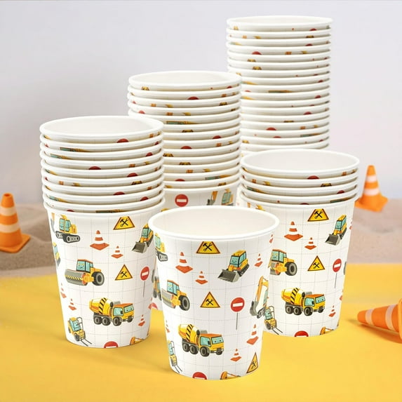Construction Paper Cups Birthday Party Supplies Construction Cups Bulldozers Truck Theme ...