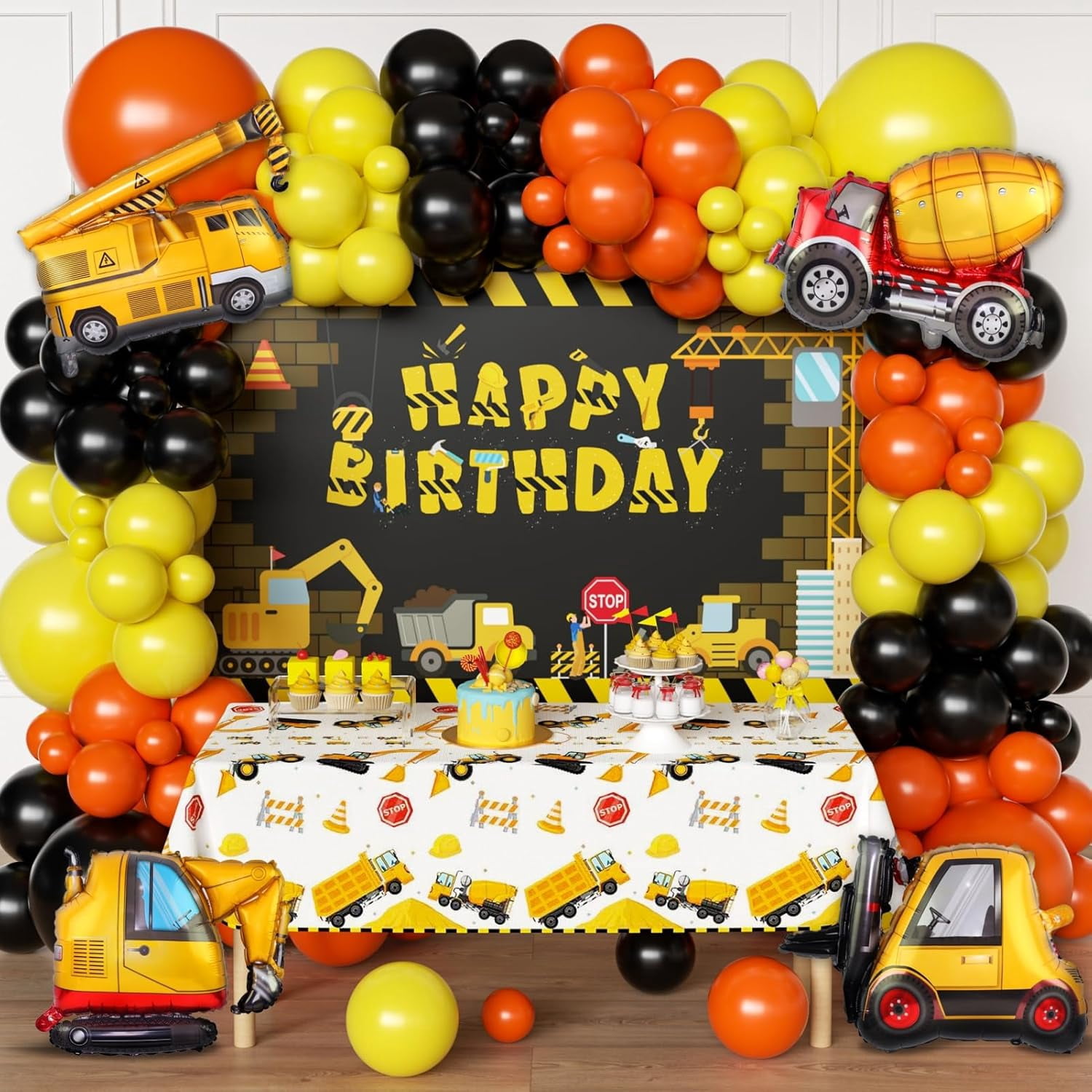 Construction Party Supplies Dump Truck Party Decorations Kits Set arch ...