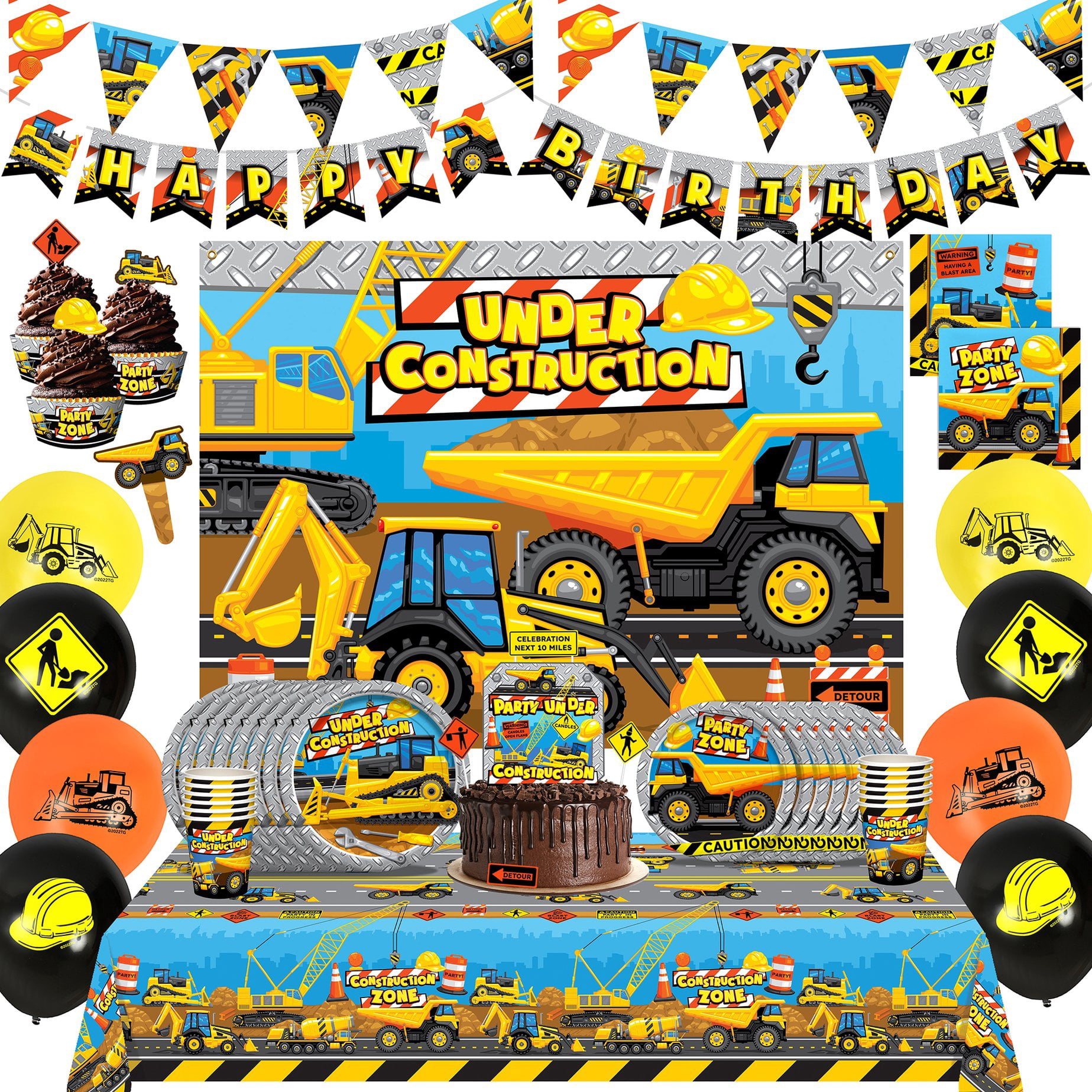 Construction Party Supplies Ultimate Set for 24 Guests - Walmart.com