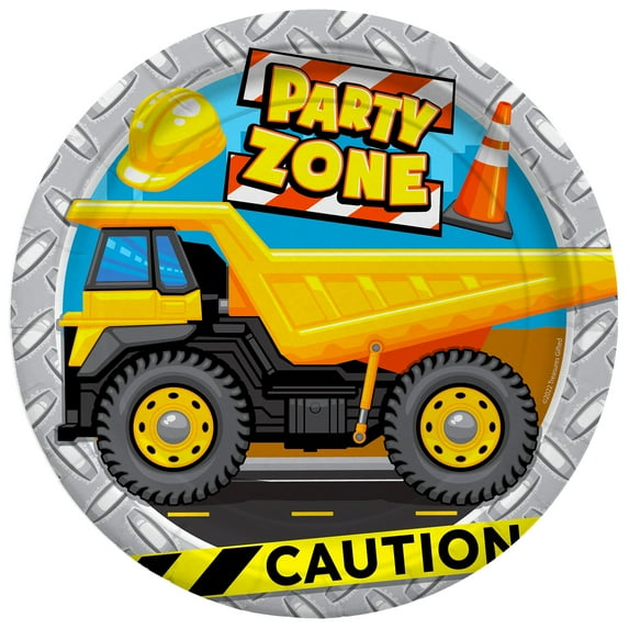 Construction Plates 7in - Construction Party Supplies 16 Count ...
