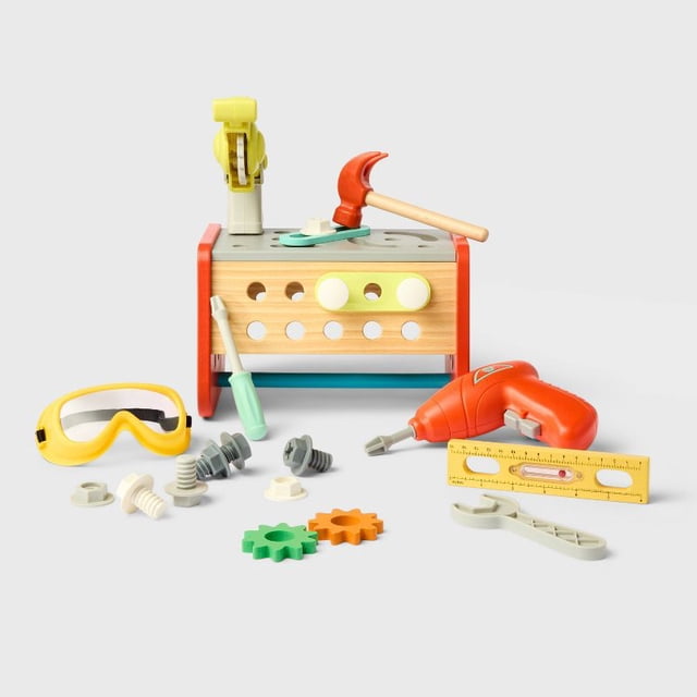 Construction Play Set - Toy Tools, Plastic & Wood, 35 Pieces, Ages 3 ...