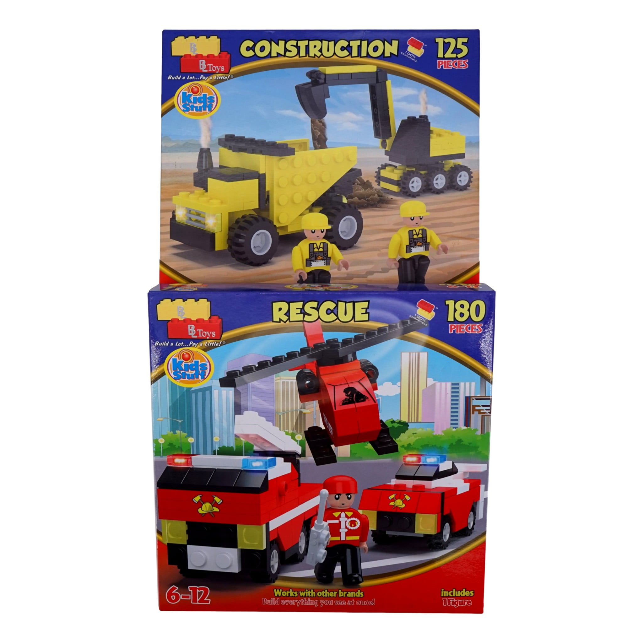Construction And Rescue Building Blocks (2 Sets, 125 pc Construction ...