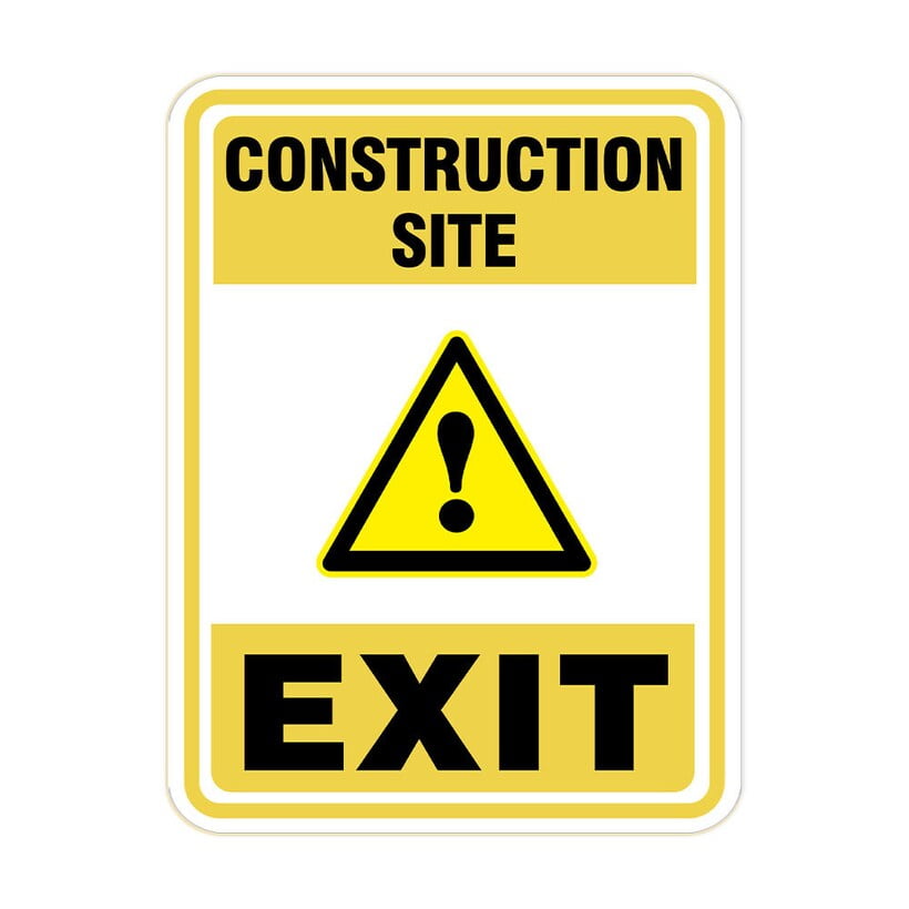 Construction Site Exit Wall or Door Sign Health And Safety Signage SIZE ...