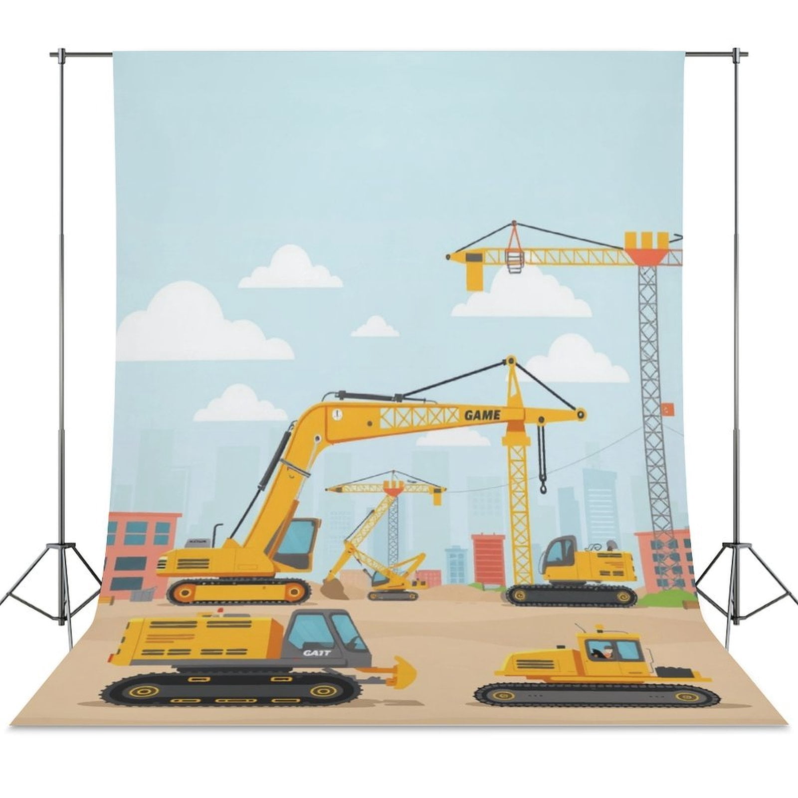 Construction Site Machinery Backdrop Baby Shower Newborn Portrait Girl ...