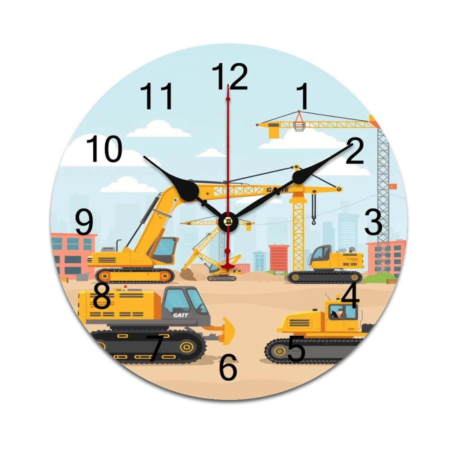Construction Site Machinery Silent Wall Clock Movement Battery Clock ...