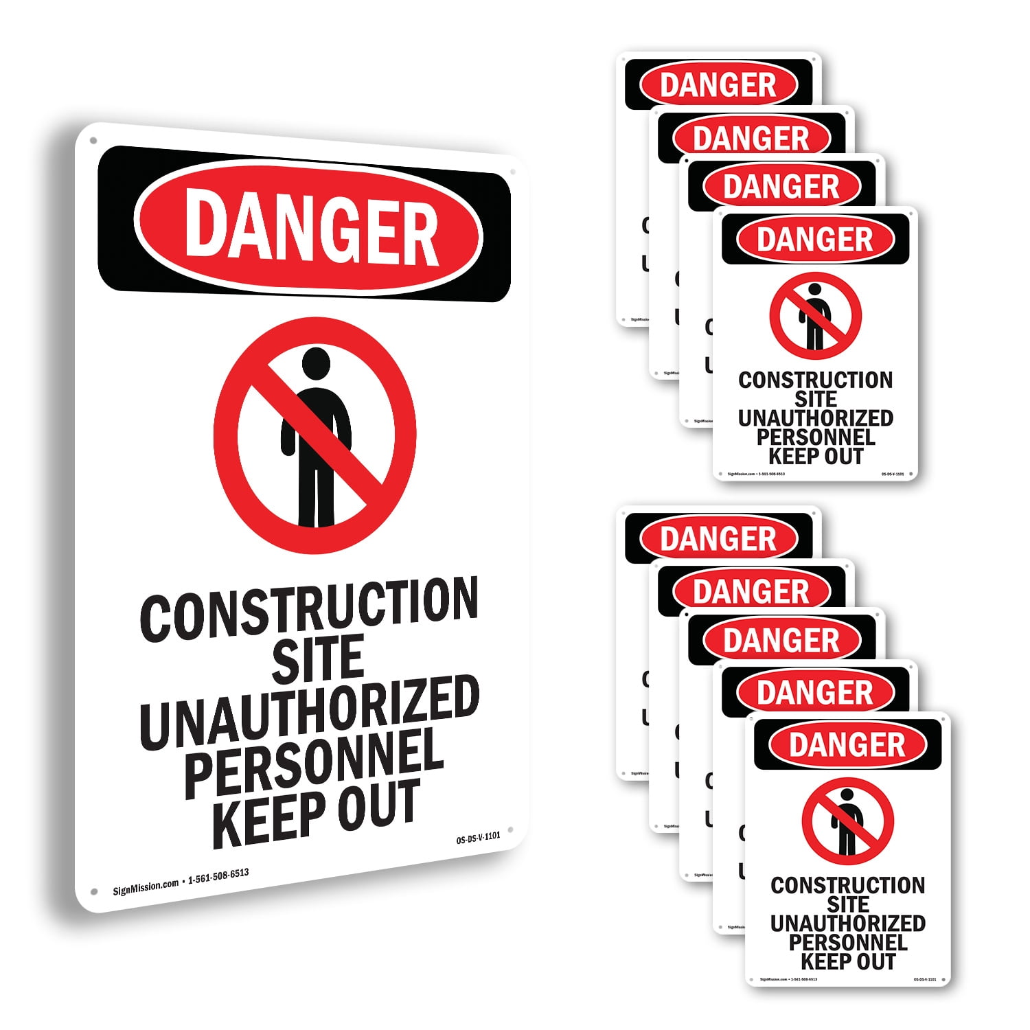 Construction Site OSHA Danger Aluminum Sign 24 Inch x 18 Inch - 10 Pack ...
