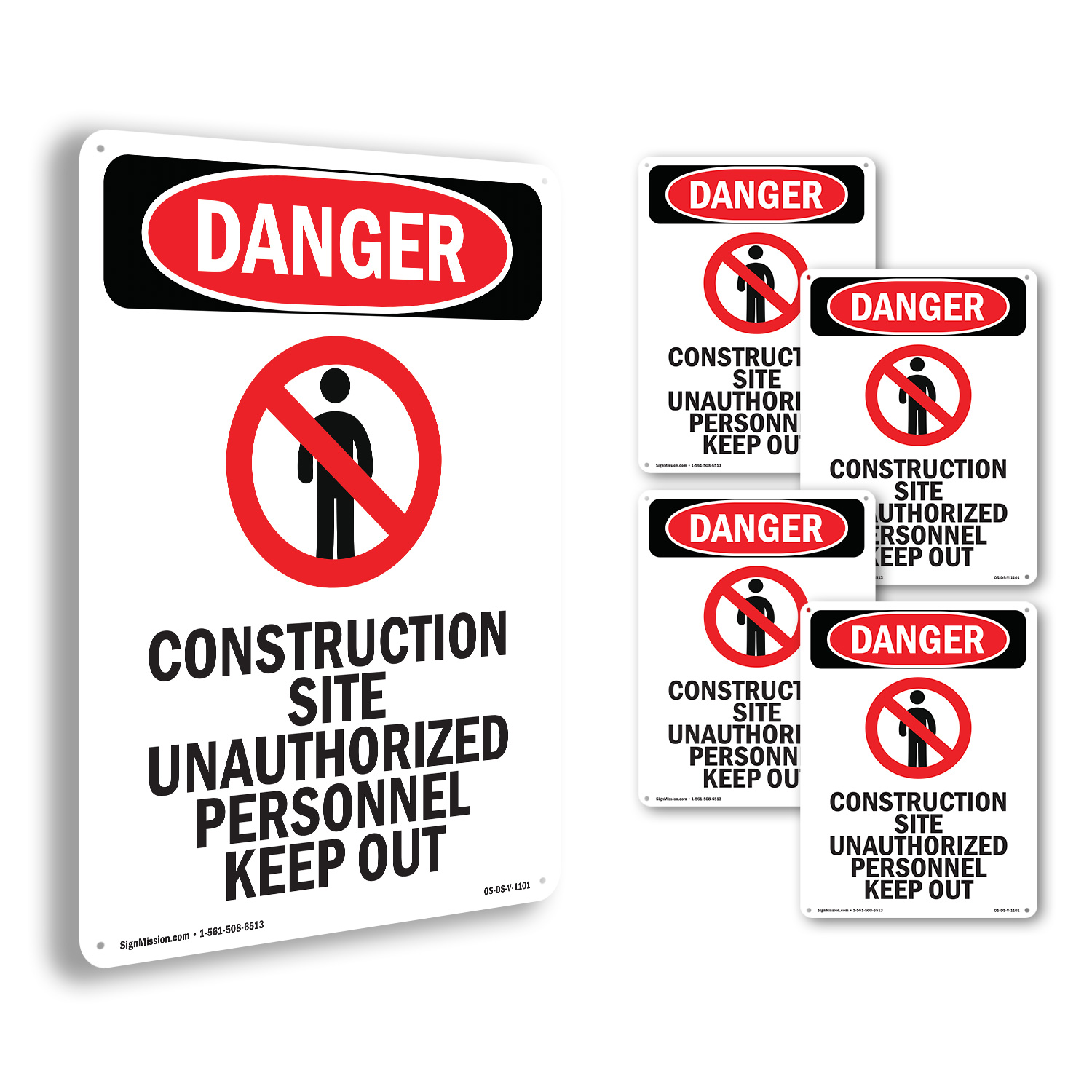 Construction Site OSHA Danger Aluminum Sign 24 Inch x 18 Inch - 5 Pack ...